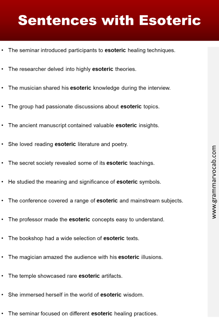 Examples of 'Esoteric' In A Sentence - GrammarVocab