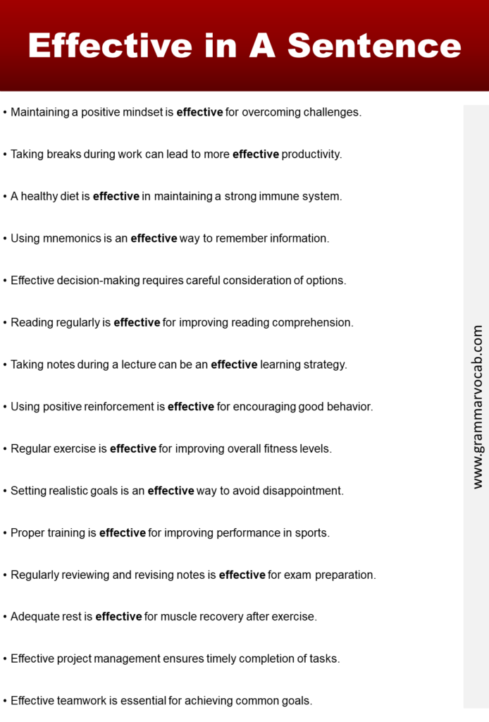 Sentences with Effective: Use Effective in A Sentence - GrammarVocab