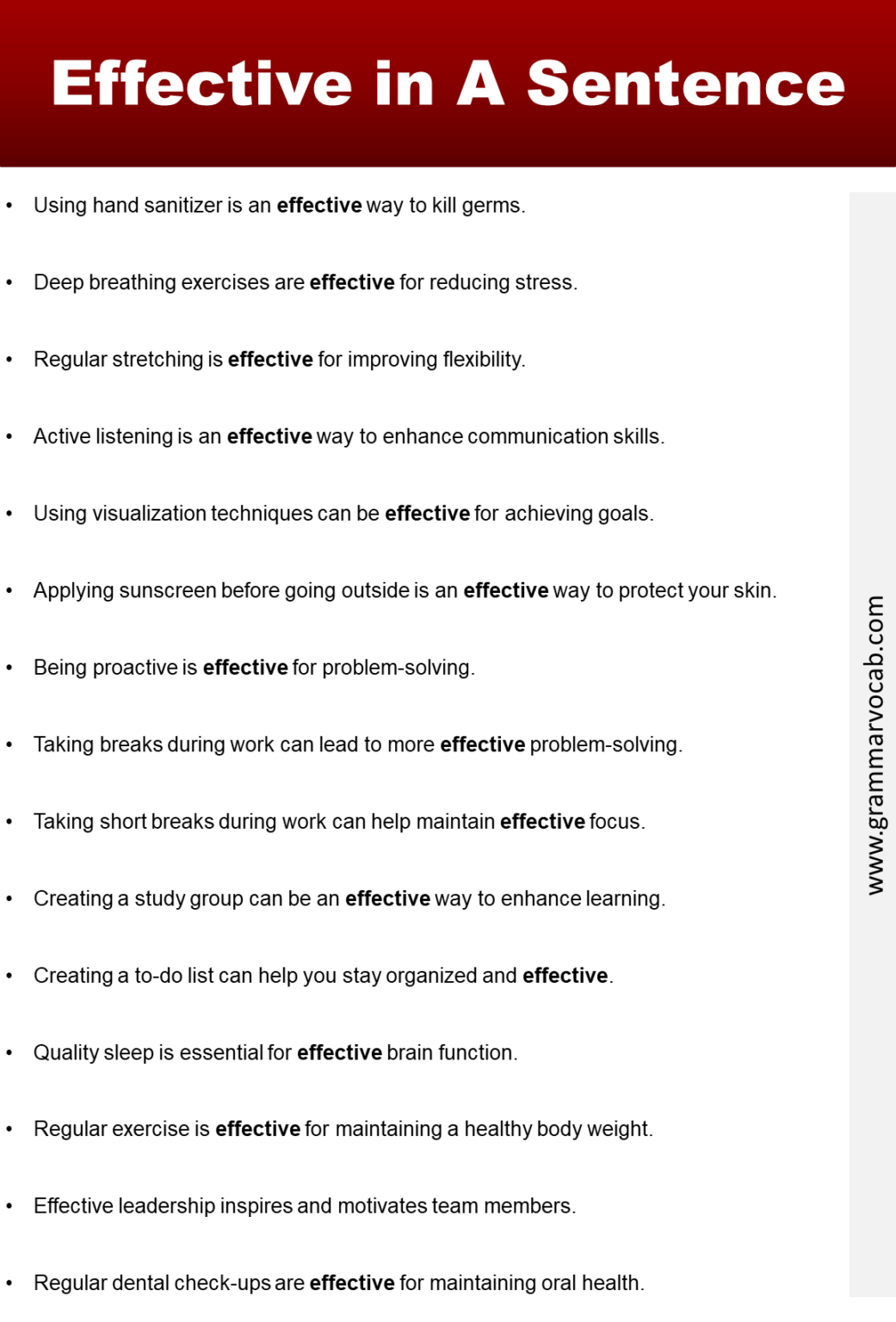 Sentences with Effective: Use Effective in A Sentence - GrammarVocab