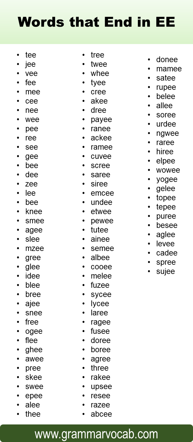 List Of Words That End In EE GrammarVocab List Of Words That End In EE GrammarVocab
