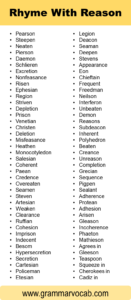 Words That Rhyme With Reason - GrammarVocab