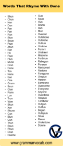 English Words Rhyming With Done - GrammarVocab