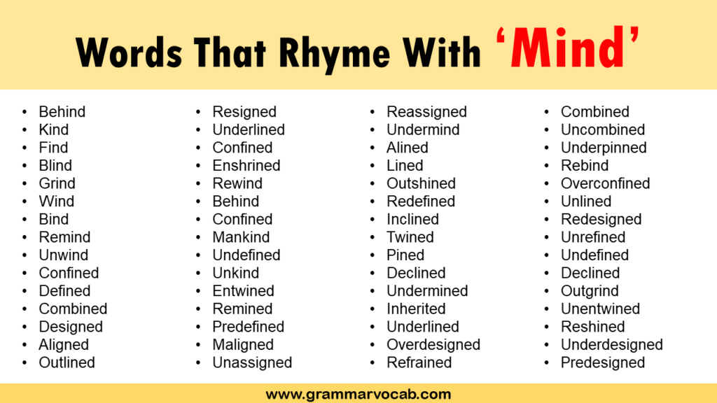 Words That Rhyme With Mind GrammarVocab Words That Rhyme With Mind GrammarVocab
