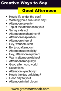 Different Ways to Say Good Afternoon in English - GrammarVocab