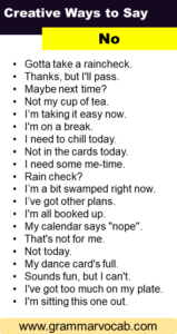 Ways to Say No: Funny Creative & Cute - GrammarVocab