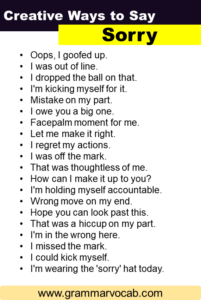 Other Ways to Say Sorry: Cute, Creative, & Funny - GrammarVocab