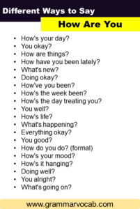 Other Ways to Say How Are You in English - GrammarVocab