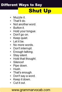 Other Ways to Say Shut Up: Funny and Creative - GrammarVocab
