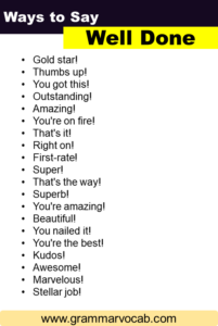 Other Ways to Say Well Done - GrammarVocab