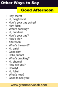 Different Ways to Say Good Afternoon in English - GrammarVocab