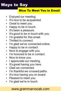 Other Ways to Say Nice To Meet You - GrammarVocab
