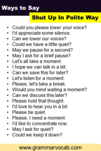 Other Ways to Say Shut Up: Funny and Creative - GrammarVocab