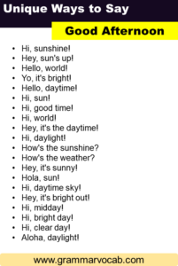 Different Ways to Say Good Afternoon in English - GrammarVocab