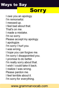 Other Ways to Say Sorry: Cute, Creative, & Funny - GrammarVocab