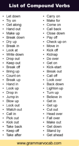 Compound Verbs in English: Definition & Examples - GrammarVocab