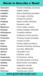 Adjectives: Descriptive Words to Describe a Book - GrammarVocab
