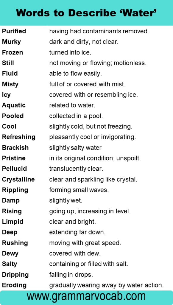 Adjectives: Words To Describe Water - GrammarVocab