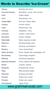 Adjectives: Words To Describe Ice-Cream - GrammarVocab