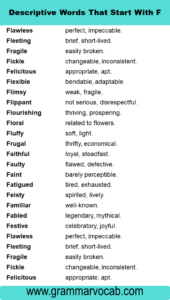 Adjectives: F Words to Describe Someone - GrammarVocab