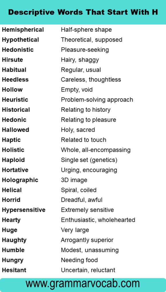 Adjectives: H Words to Describe Someone - GrammarVocab