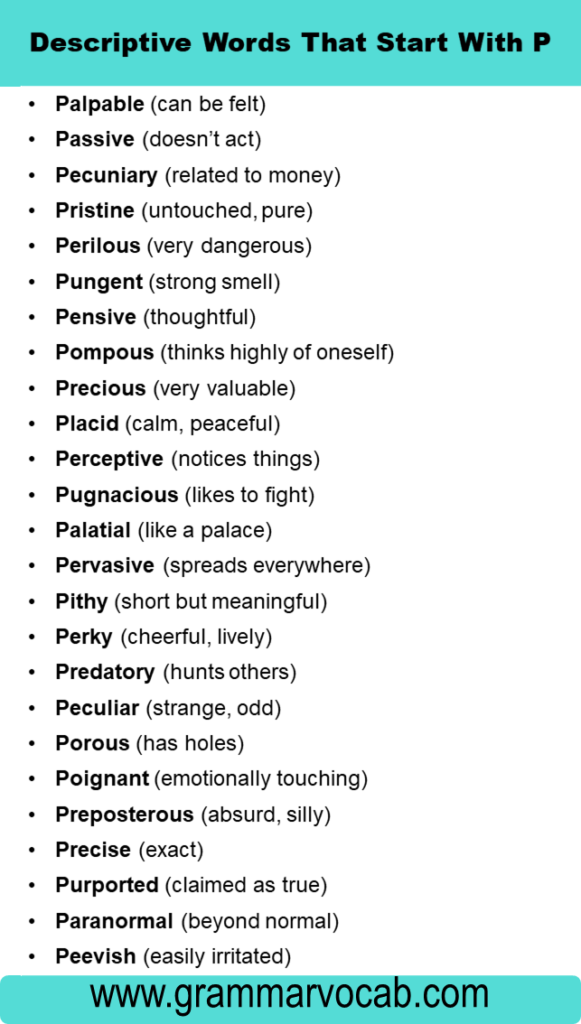 Adjectives: P Words to Describe Someone - GrammarVocab