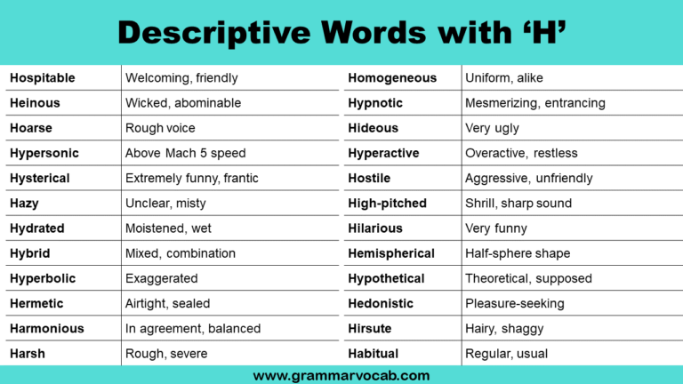 Adjectives: H Words to Describe Someone - GrammarVocab