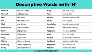 Adjectives: N Words to Describe Someone - GrammarVocab