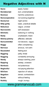 Adjectives: N Words to Describe Someone - GrammarVocab