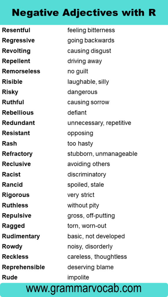 Adjectives: R Words to Describe Someone - GrammarVocab