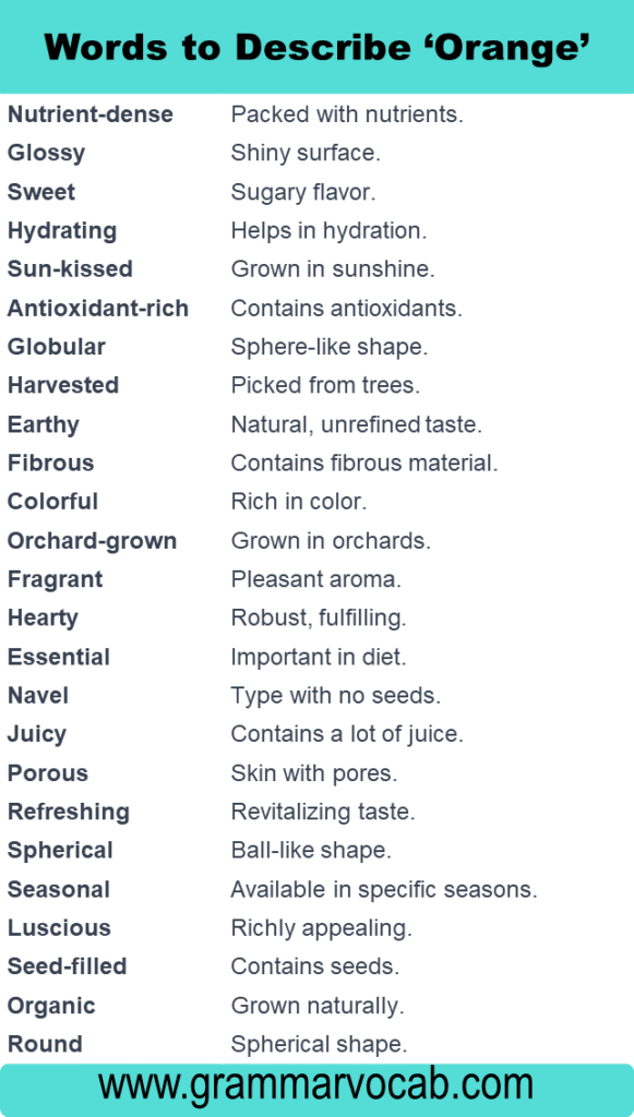 Adjectives: Words To Describe an Orange - GrammarVocab