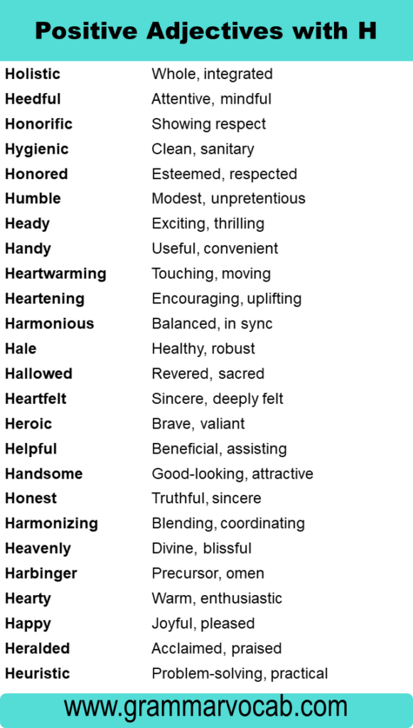 Adjectives: H Words to Describe Someone - GrammarVocab