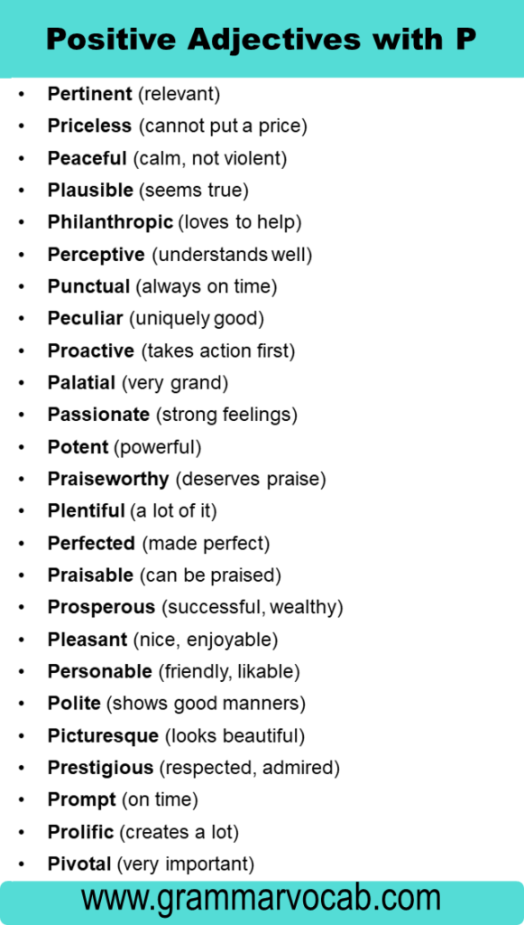 Adjectives: P Words to Describe Someone - GrammarVocab