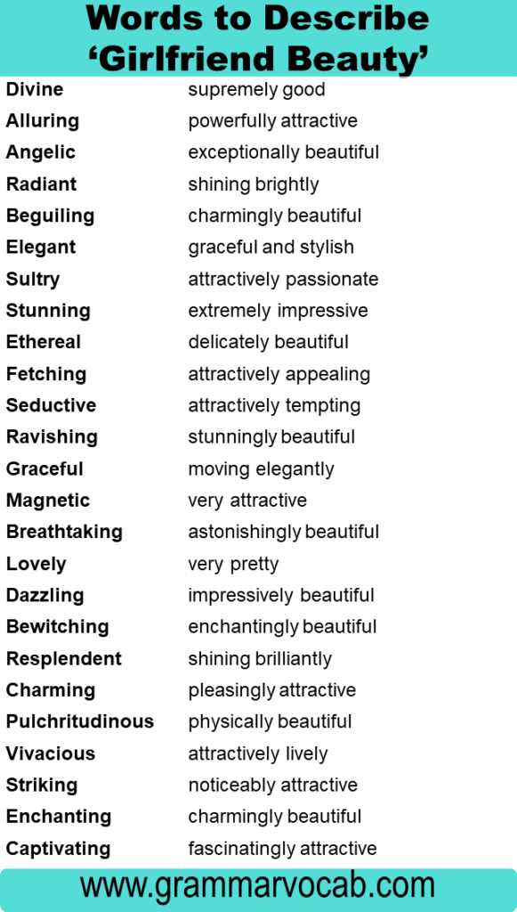 Adjectives: Words To Describe Your Girlfriend - GrammarVocab
