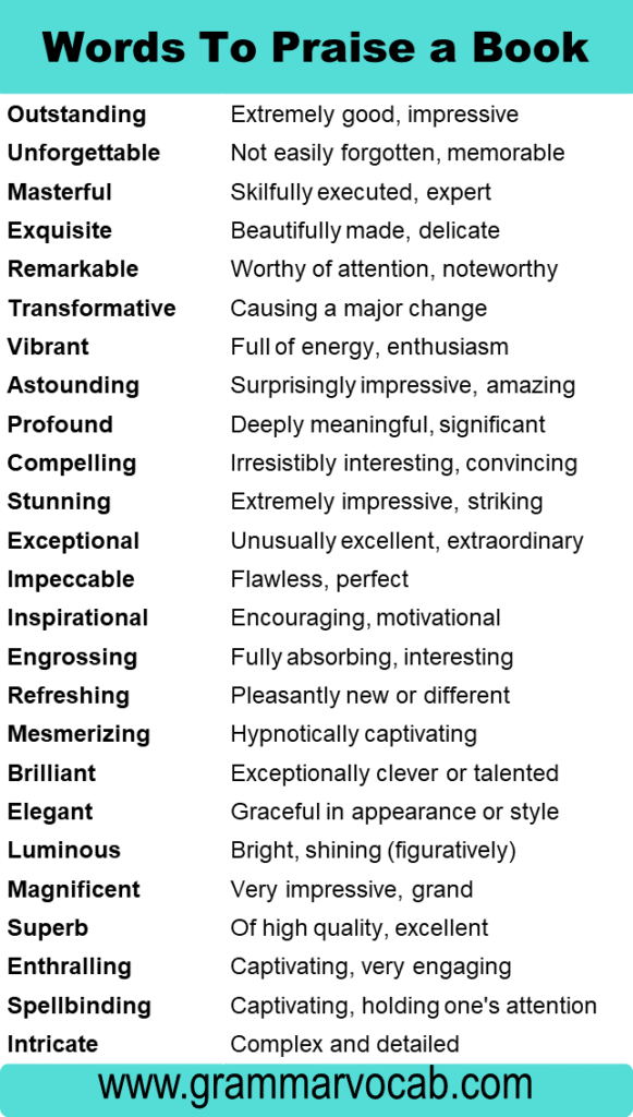 Adjectives: Descriptive Words to Describe a Book - GrammarVocab