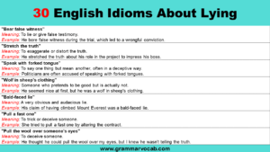 30 Idioms About Lying with Meaning and Examples - GrammarVocab