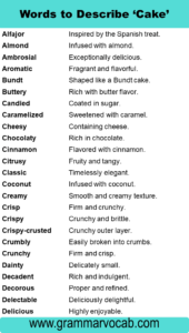Adjectives: Words To Describe Cake - GrammarVocab