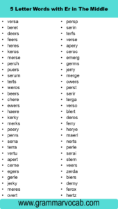 5 Letter Words with Er in The Middle - GrammarVocab