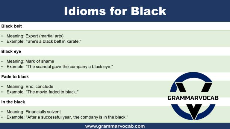 Idioms for Black with Meaning and Examples - GrammarVocab