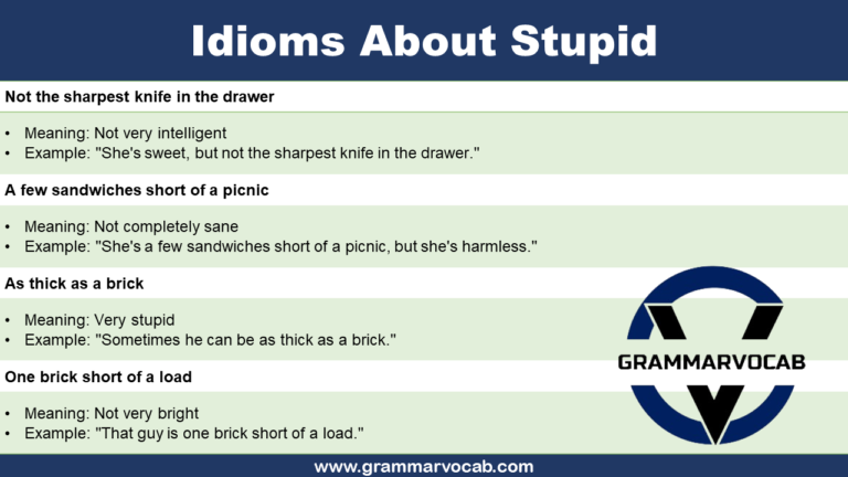 Idioms for Stupid with Meaning and Examples - GrammarVocab