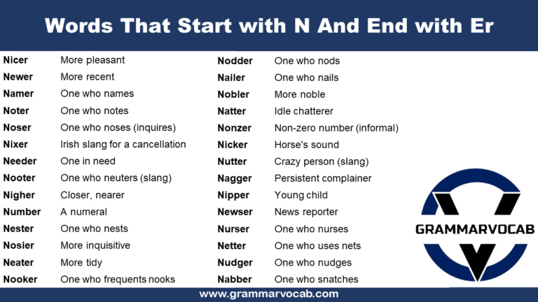 Words That Start with N And End with Er - GrammarVocab