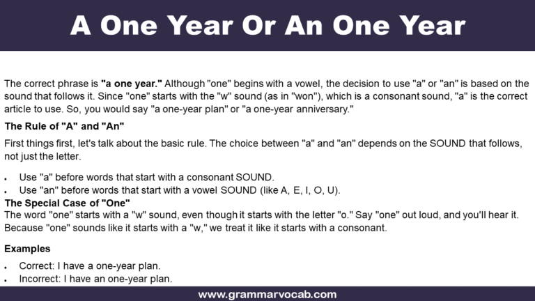 A One Year Or An One Year: Which One is Correct? - GrammarVocab