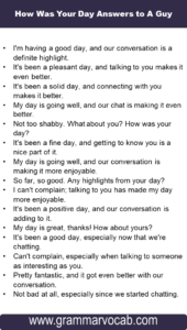 How Was Your Day Answers in English - GrammarVocab