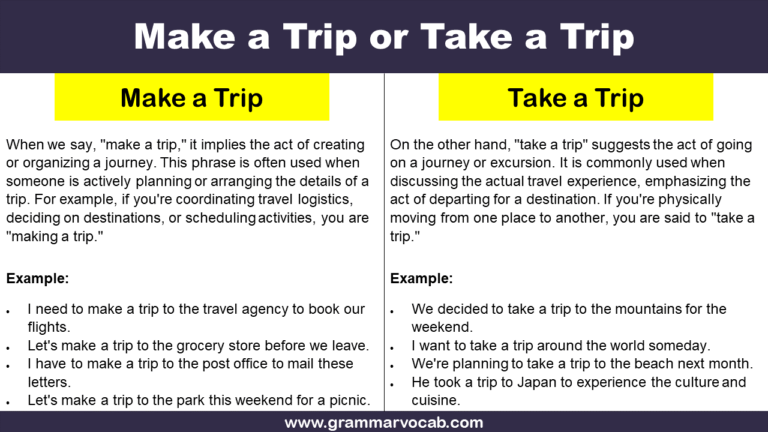 Make a Trip or Take a Trip: Which is Correct? - GrammarVocab