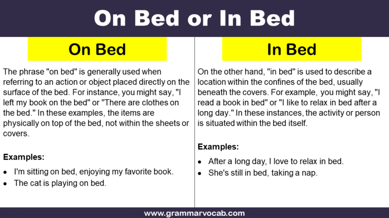 On Bed or In Bed: Which One is Correct? - GrammarVocab