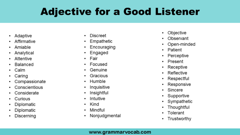 Adjective for a Good Listener - GrammarVocab