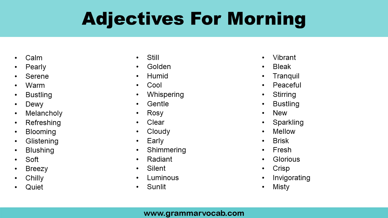 Adjectives For Morning - GrammarVocab