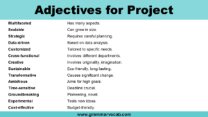 Adjectives for Project - GrammarVocab
