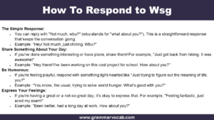 How To Respond to Wsg (What's Good) - GrammarVocab