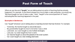 Past Form of Teach: (Taught or Teached) - GrammarVocab