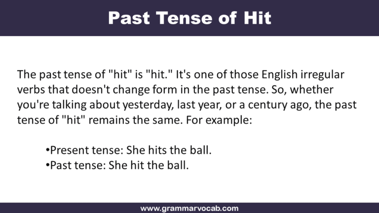 What's the Past Tense of Hit? - GrammarVocab